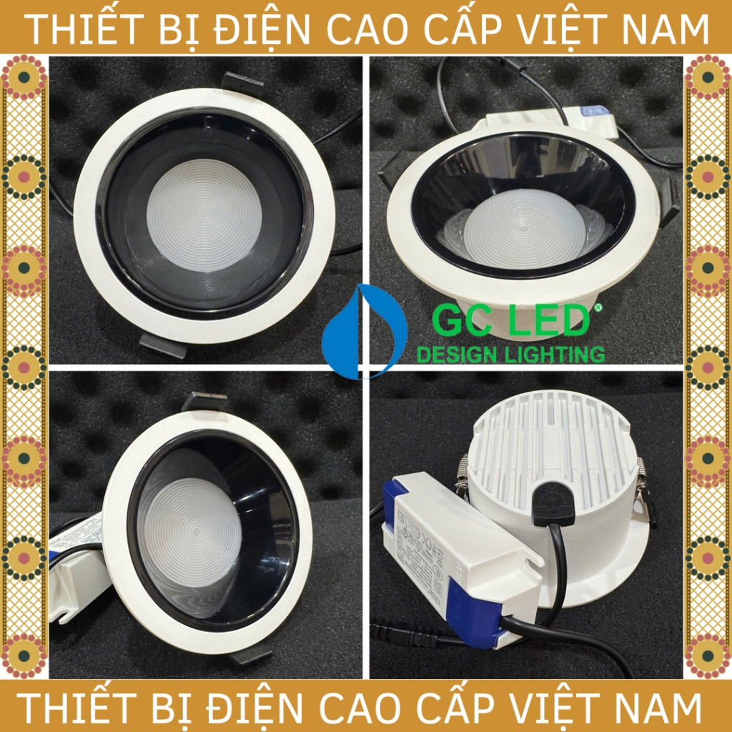 [GC] Đèn âm trần viền mỏng chống chói 10W-12W/D90 GC LED Downlight ...