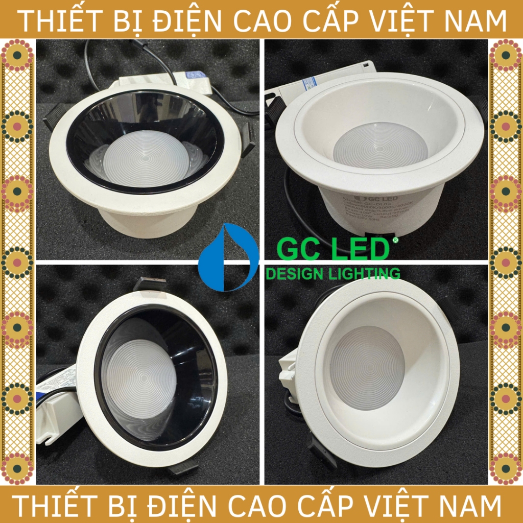 [GC] Đèn âm trần chống chói viền mỏng 10W-12W/D90 GC LED Downlight HERA ...