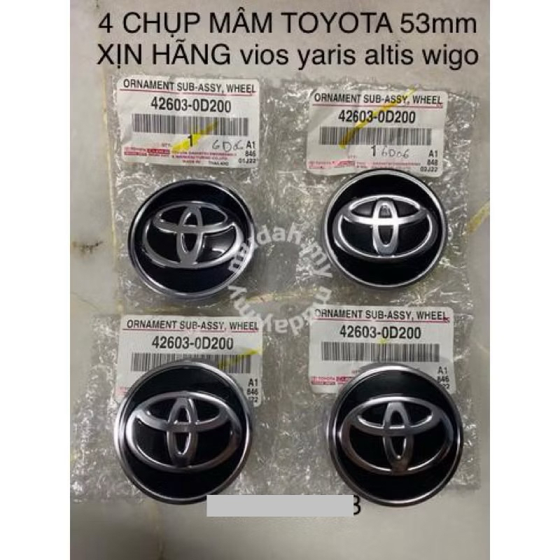 4 CHỤP MÂM TOYOTA 53mm XỊN CHÍNH HÃNG VÀ OEM CAO CẤP GIÁ RẺ 42603-0D200 ...