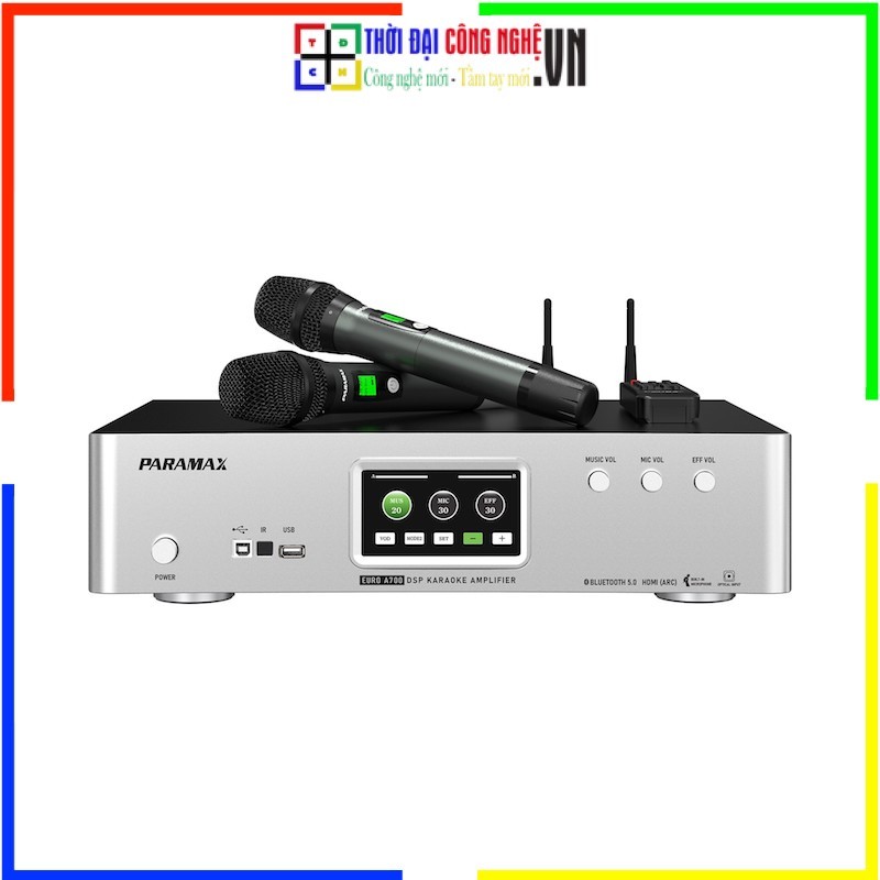 Amply karaoke tích hợp Vang số và Micro không dây PARAMAX EURO A700 . Bảo hành 36 tháng, 1 đổi 1 ...