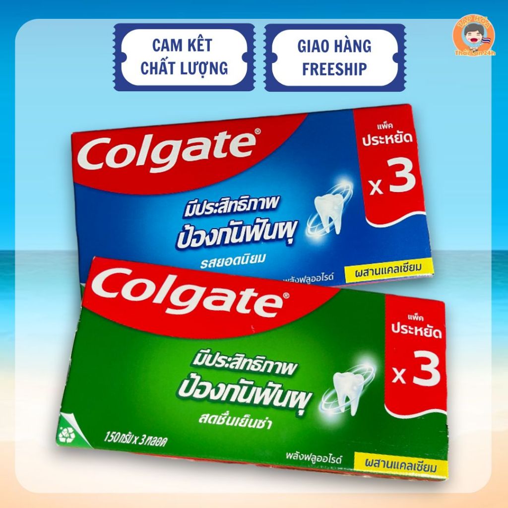 Kem đánh răng Colgate bản Nội địa Thái Lan - 2 mùi - Hộp 3 tuýp [Bán lẻ ...