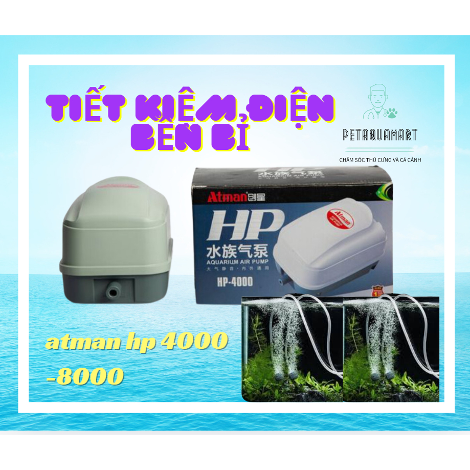 Máy sủi khí oxy Atman HP-8000, Hp 4000 dùng cho hồ cá lớn tem đỏ ...