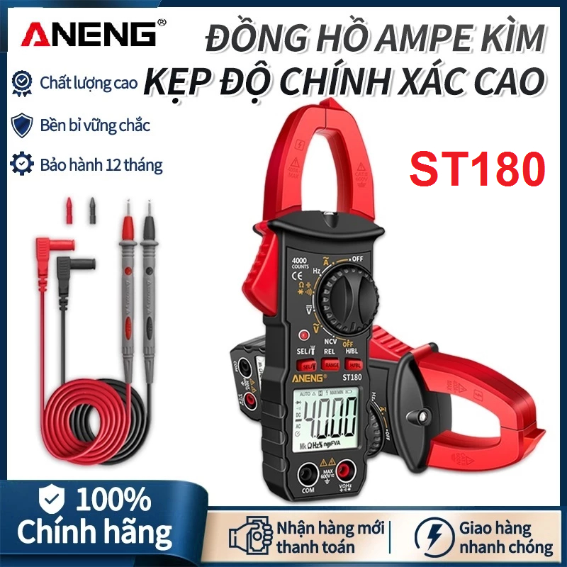 Ampe kìm kẹp đo đa năng ANENG ST180 Ampe kế kẹp chính xác cao dùng cho thợ điện và điện tử ...