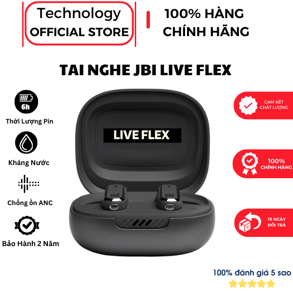 Tai nghe Nhét Tai Không Dây Bluetooth JBL Live Flex TWS Chống Nước IP54 Chống Ồn Pin Tối Đa 32H ...