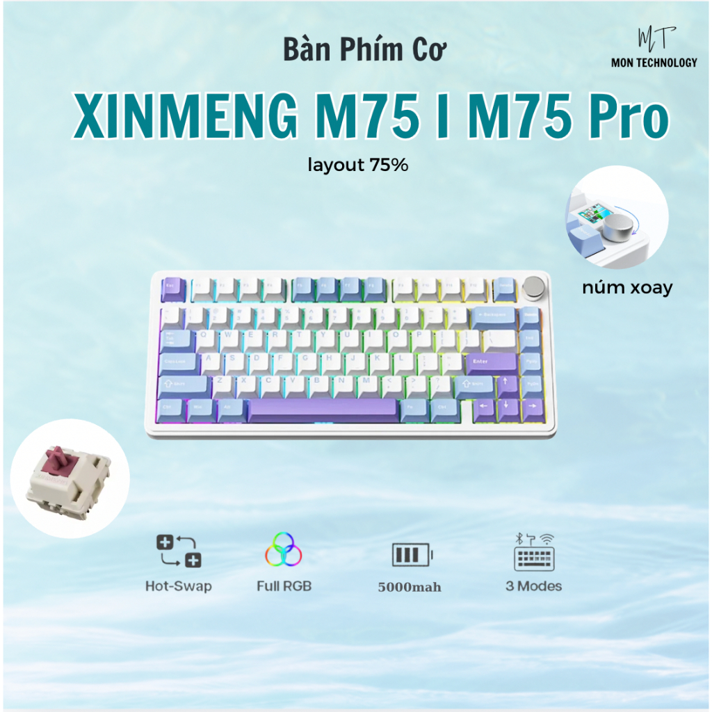 [Sẵn Hàng] Bàn phím cơ Xinmeng M75 Pro/M75 3Mode/Mạch Xuôi/Màn Hình/Led Viền/ Led RG | Shopee ...