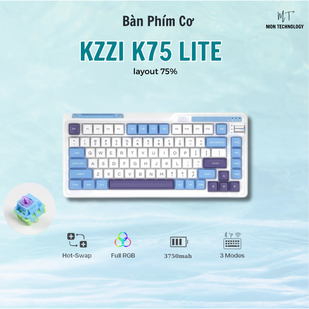 [HÀNG SẴN] Bàn phím Kzzi K75 Lite 3 Mode/Mạch xuôi/Hotswap/Led RGB ...