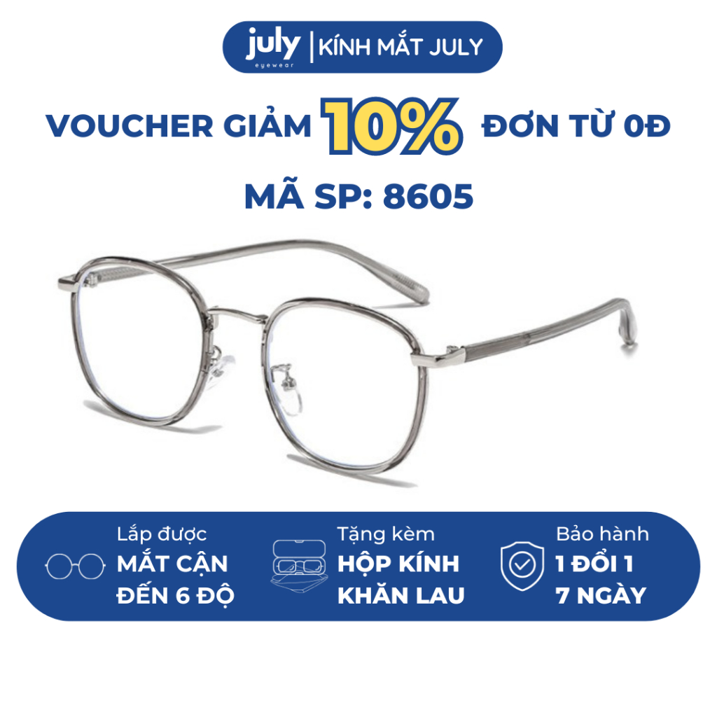 Gọng kính cận nữ oval thiên vuông lõi kim loại bọc nhựa chắc chắn, bền bỉ hợp nhiều dáng mặt ...