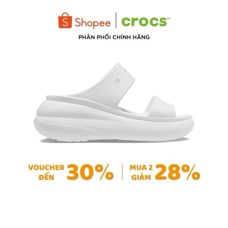 [ CHÍNH HÃNG ] DÉP XĂNG ĐAN UNISEX CROCS CLASSIC CRUSH - WHITE | Shopee ...