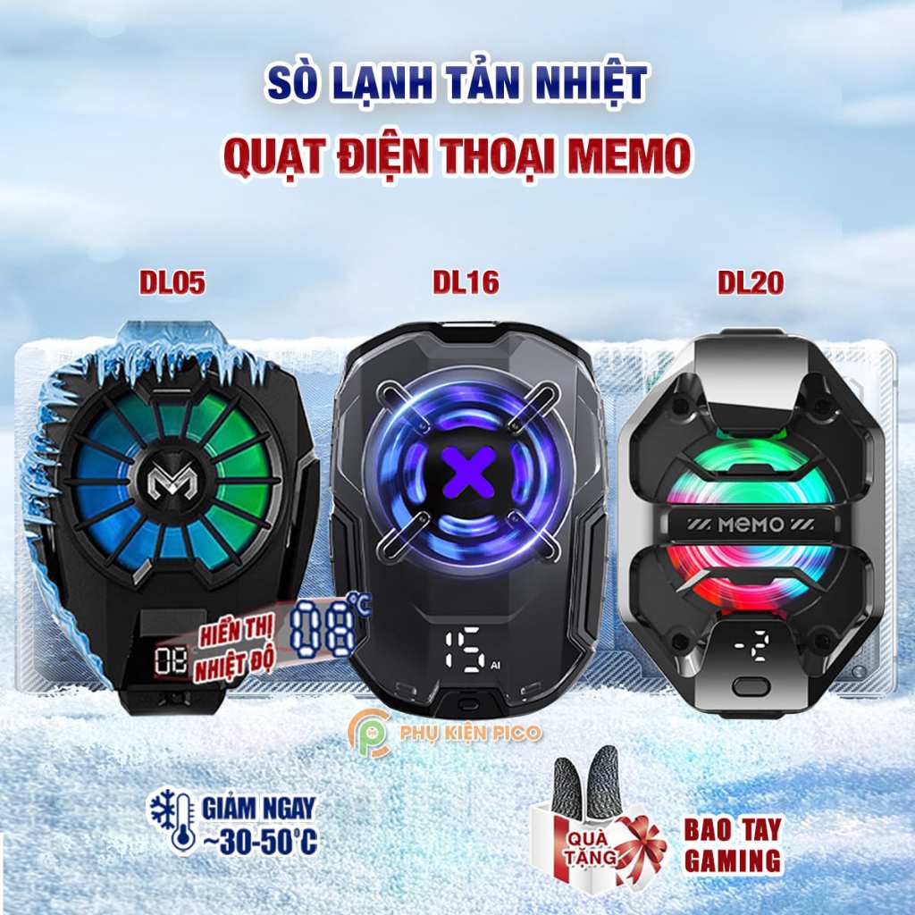 Quạt tản nhiệt điện thoại Memo DL20 / DLA8 / DL22 sò lạnh AI có đèn led ...