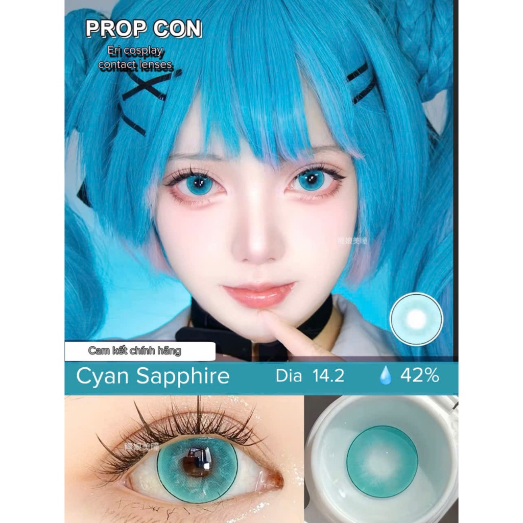 [ CÓ SẴN ] Lens / kính áp tròng cosplay xanh ngọc Cyan Sapphire Propcon ...