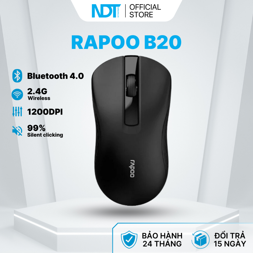 Chuột không dây Rapoo B20 silent không gây tiếng ồn, DPI 1200 kết nối bluetooth hiện đại ...