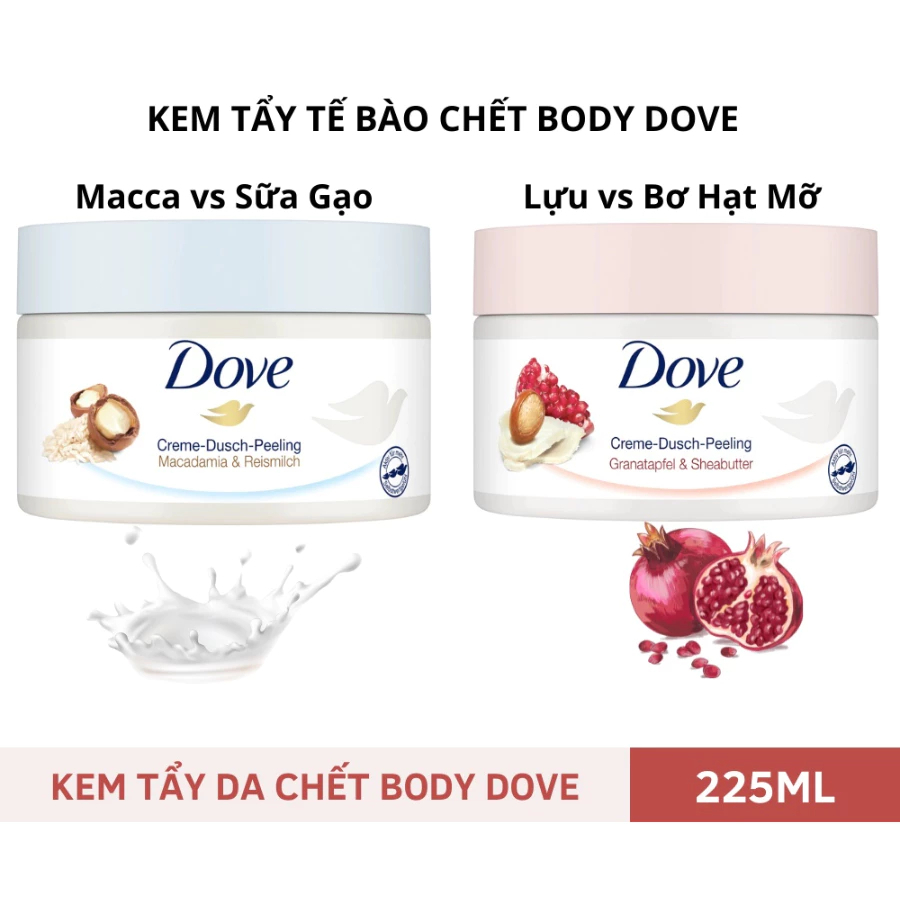 Kem Tẩy Tế Bào Chết Body Dove Macca Lựu Đỏ Chăm Da Sáng Mịn, Giữ Ẩm ...