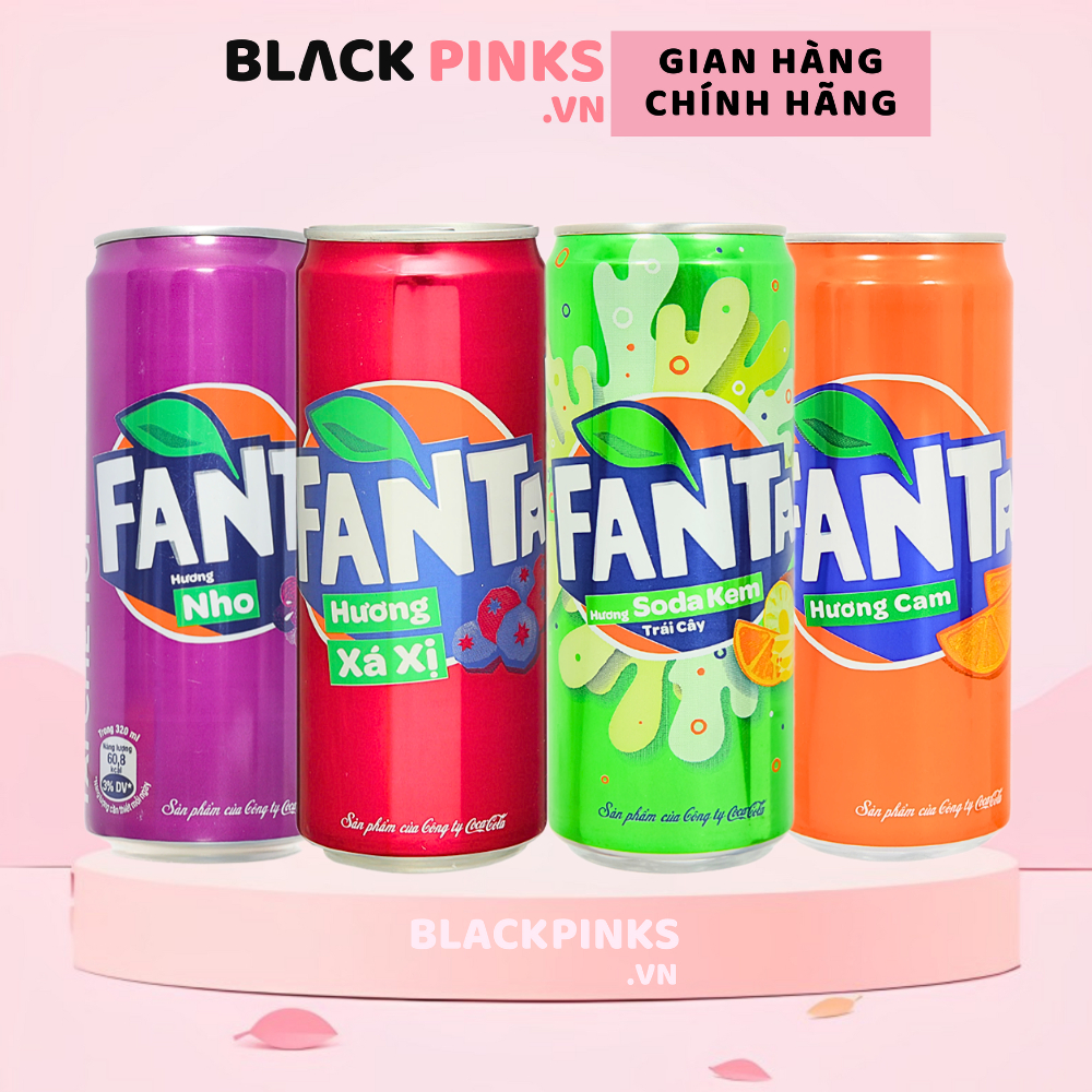 Nước giải khát Fanta hương cam/xá xị/soda kem/nho lon 235ml/320ml ...