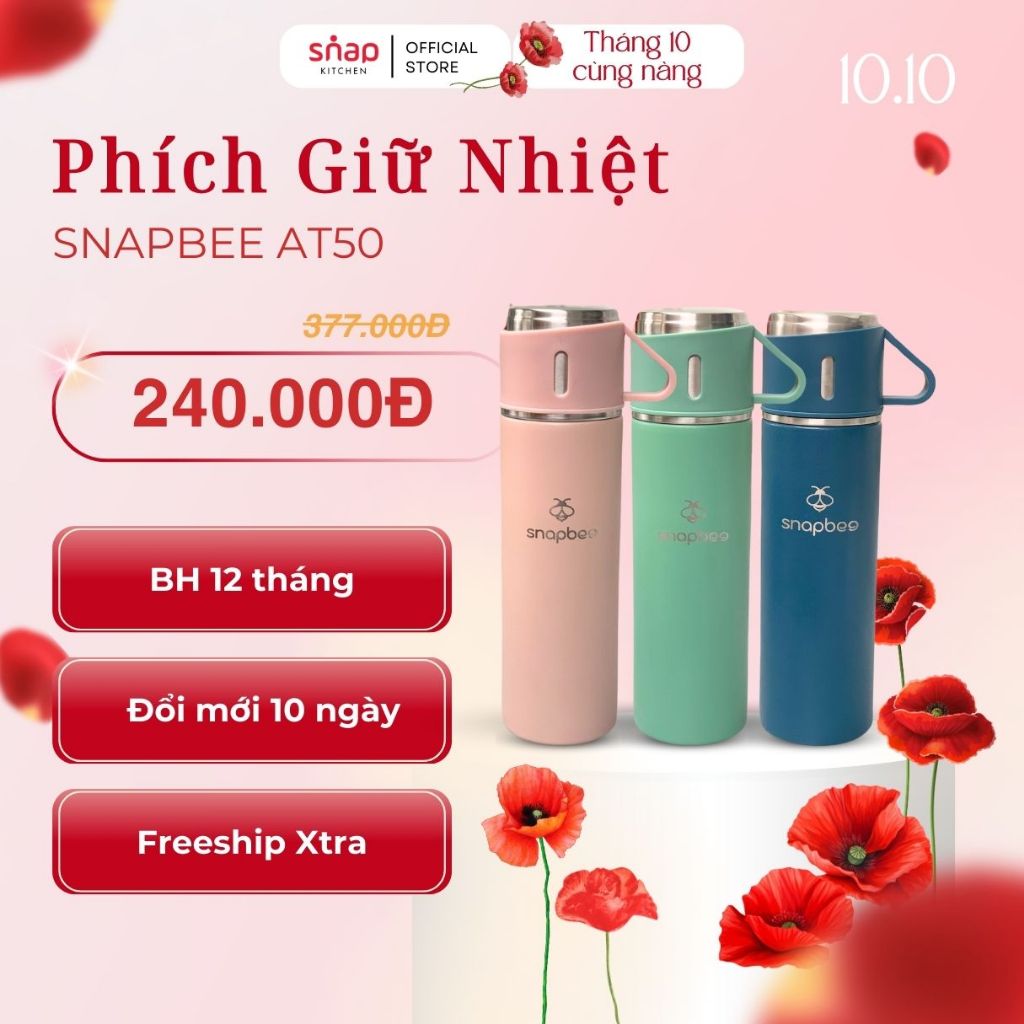 Phích Giữ Nhiệt Chân Không SNAPBEE AT50 Inox 304, Bình Giữ Nhiệt 12H ...