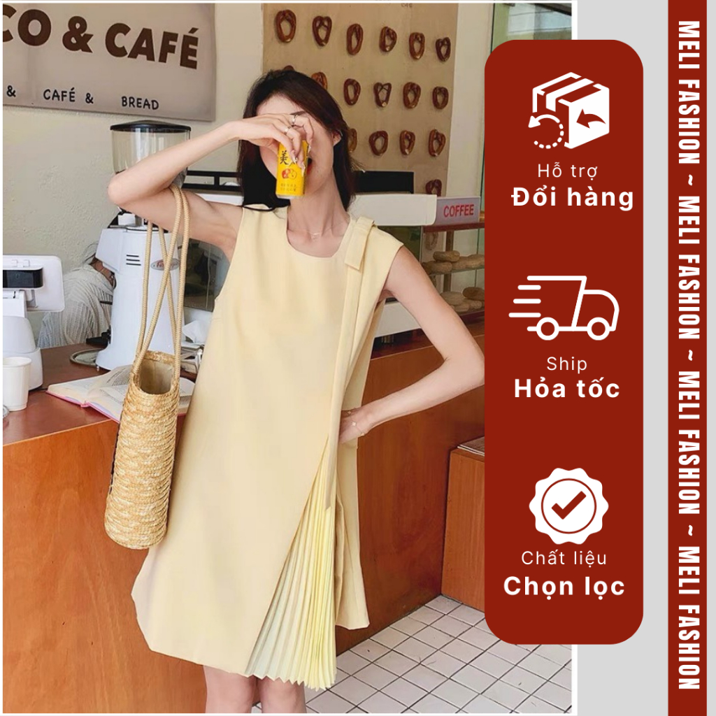 Váy ba lỗ xếp ly MELI dáng chữ A phong cách Hàn Quốc [V319] | Shopee ...