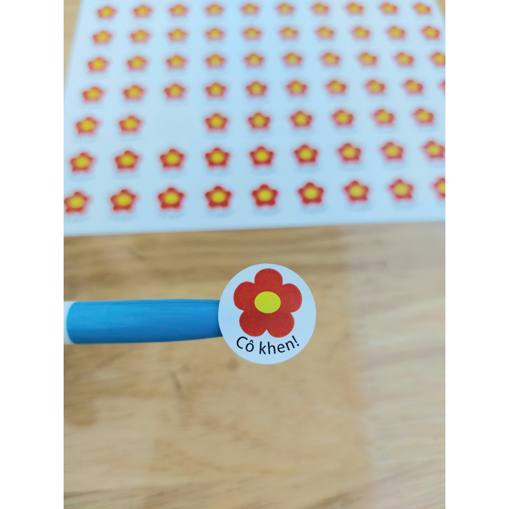 Sticker khen thưởng Hoa tròn Cô khen - 10k/ tờ A4 | Shopee Việt Nam