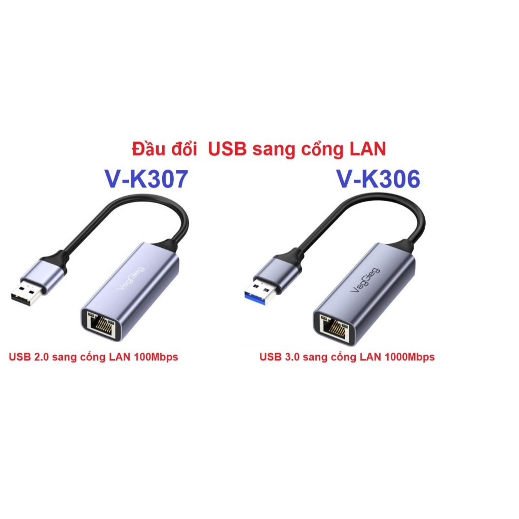 Đầu đổi USB sang cổng LAN ( V-K306 , V-K307 ) VEGGIEG | Shopee Việt Nam