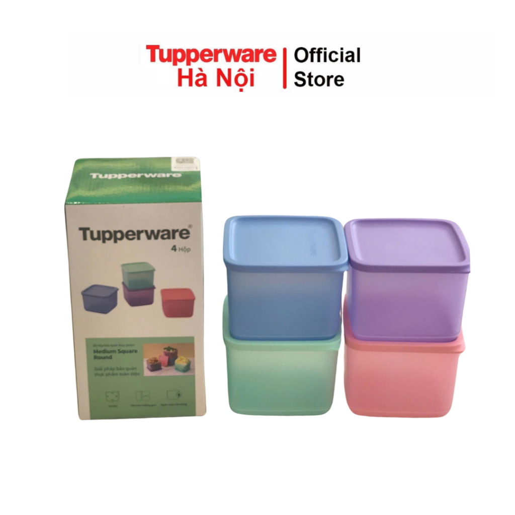 Bộ hộp bảo quản thực phẩm Tupperware Medium Square Round (set 4 món) chính hãng | Shopee Việt Nam