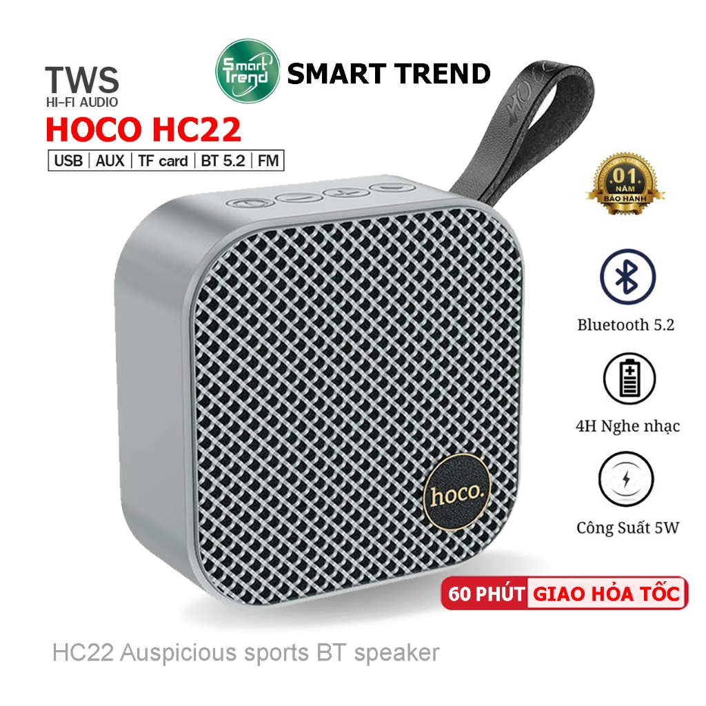 Loa Bluetooth Mini Đa Năng Hoco HC22 V5.2 - TWS, Khe Cắm Thẻ Nhớ, USB ...