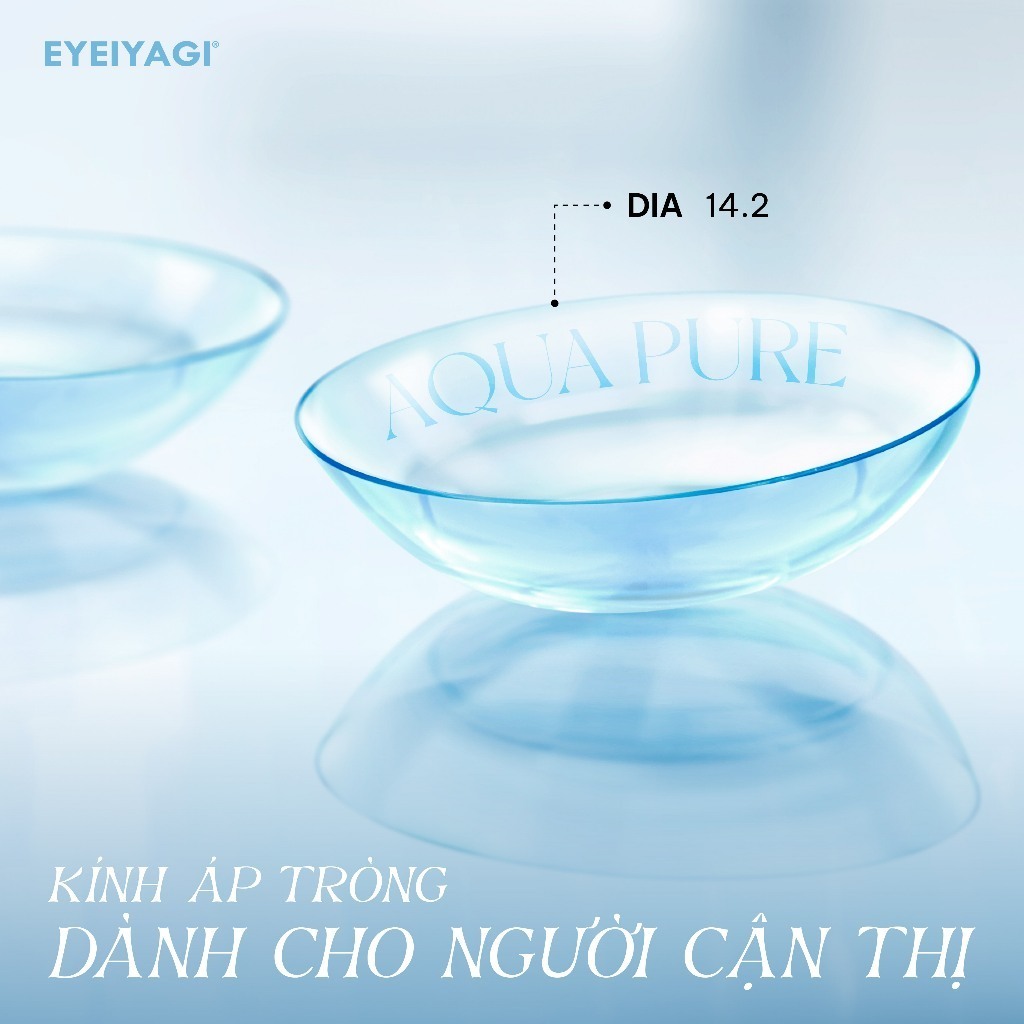 Lens trong suốt 24h Aqua Pure kính áp tròng cận EYEIYAGI độ cận 1-8 DIA ...