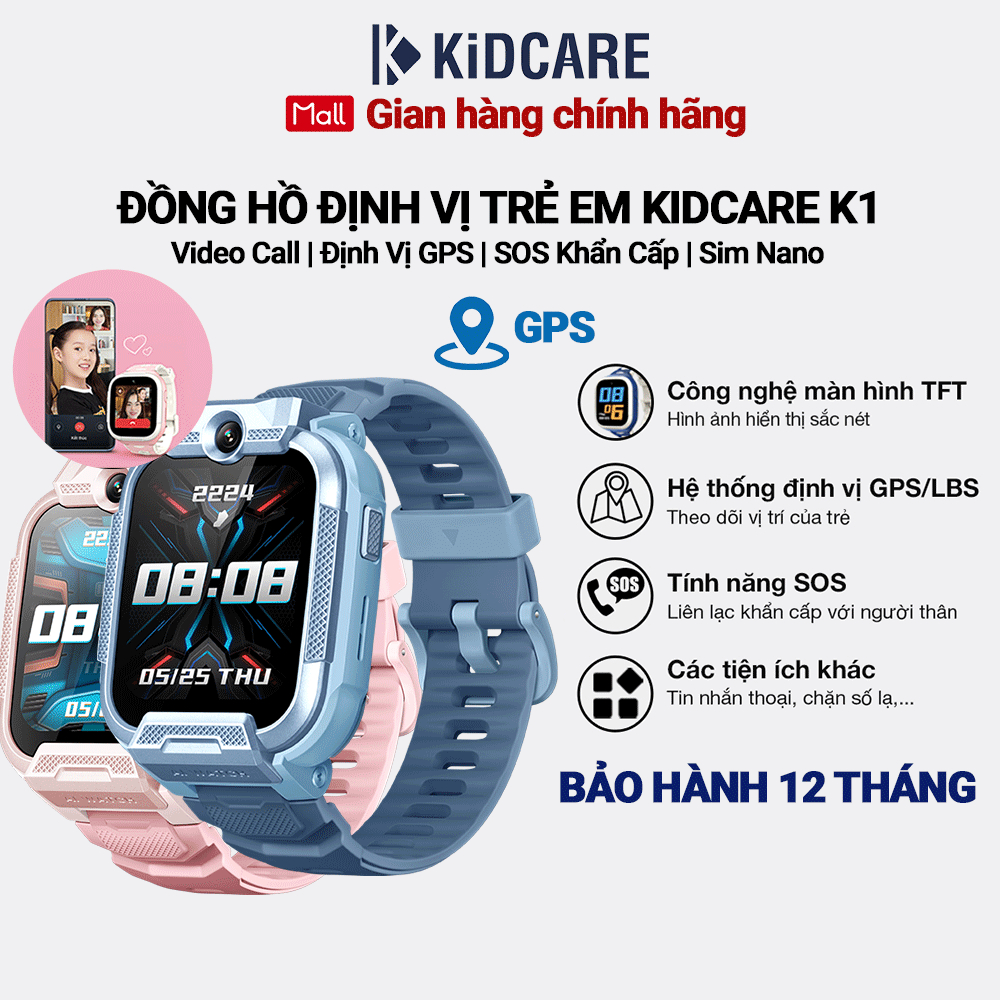 Đồng hồ thông minh trẻ em Kidcare K1 định vị GPS gọi video call chụp ...