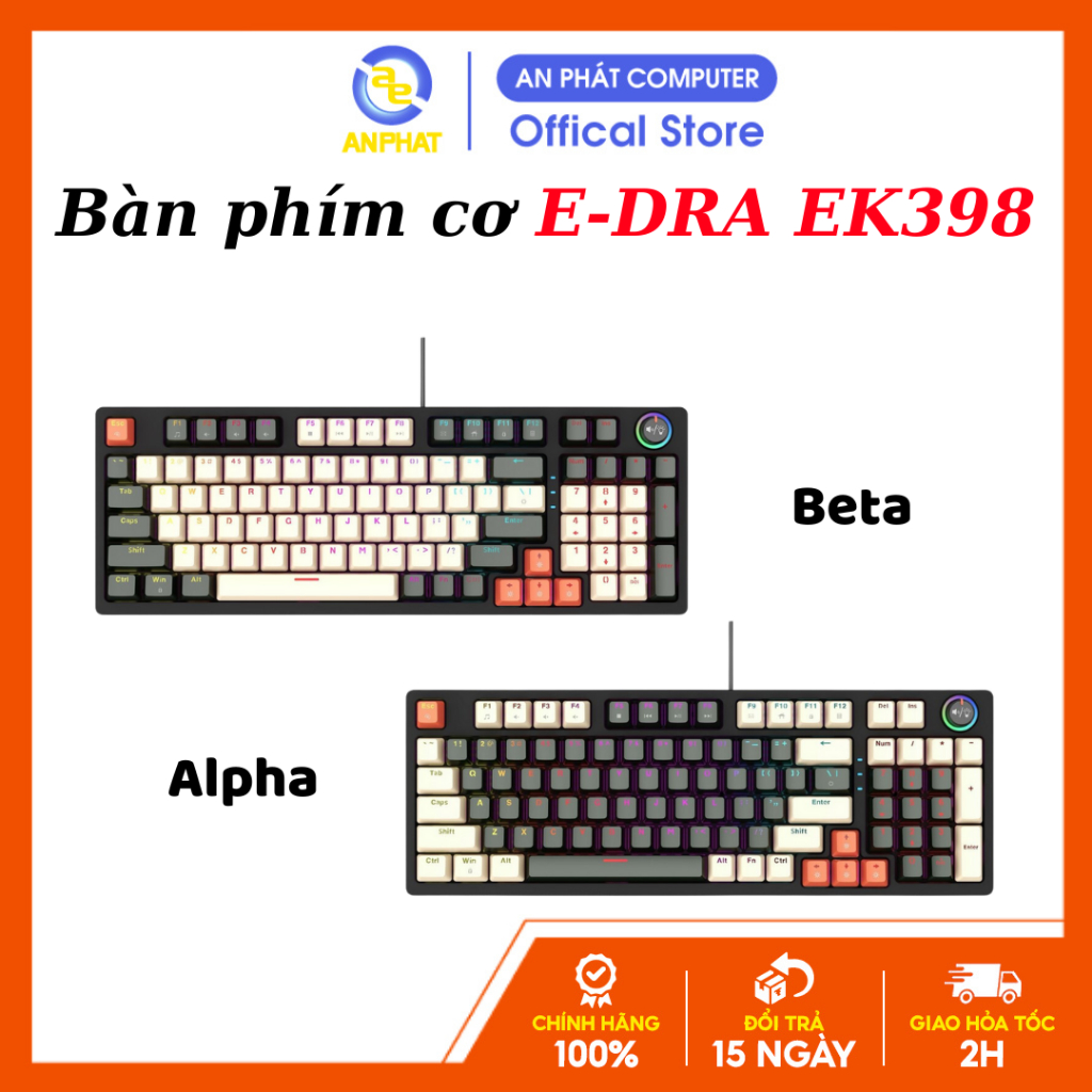 Bàn phím cơ chơi game có dây E-Dra EK398 (98 phím | Led Rainbows | YH ...