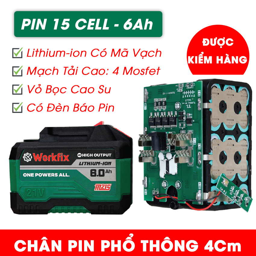 [HỎA TỐC] Pin 15 Cell, 10 Cell Workfix Mạch 4 Mosfet, Chân Pin Phổ ...