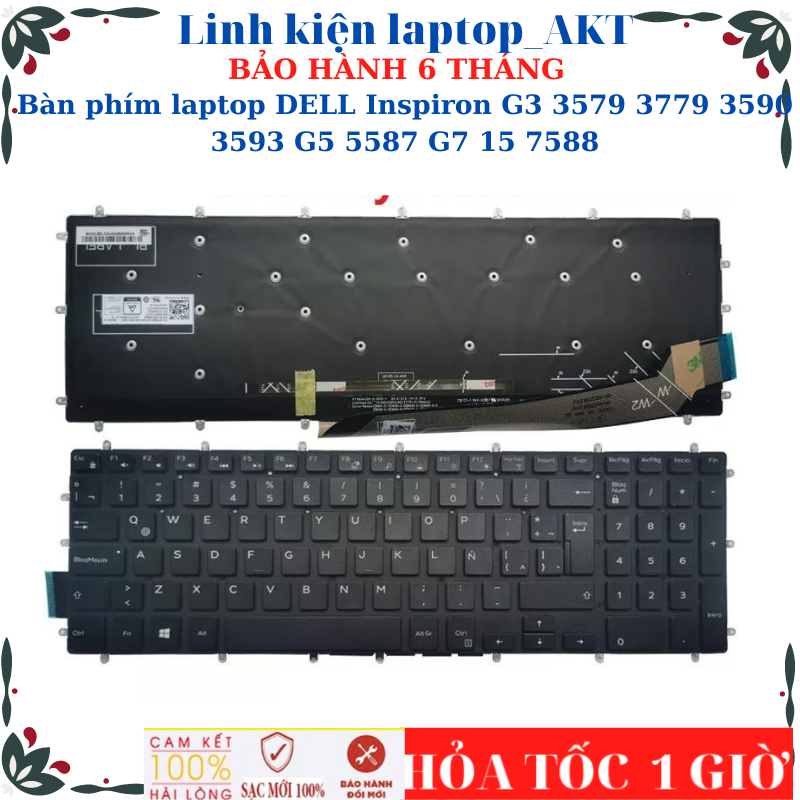 Bàn phím laptop DELL Inspiron G3 3579 3779 3590 3593 G5 5587 G7 15 7588 ...