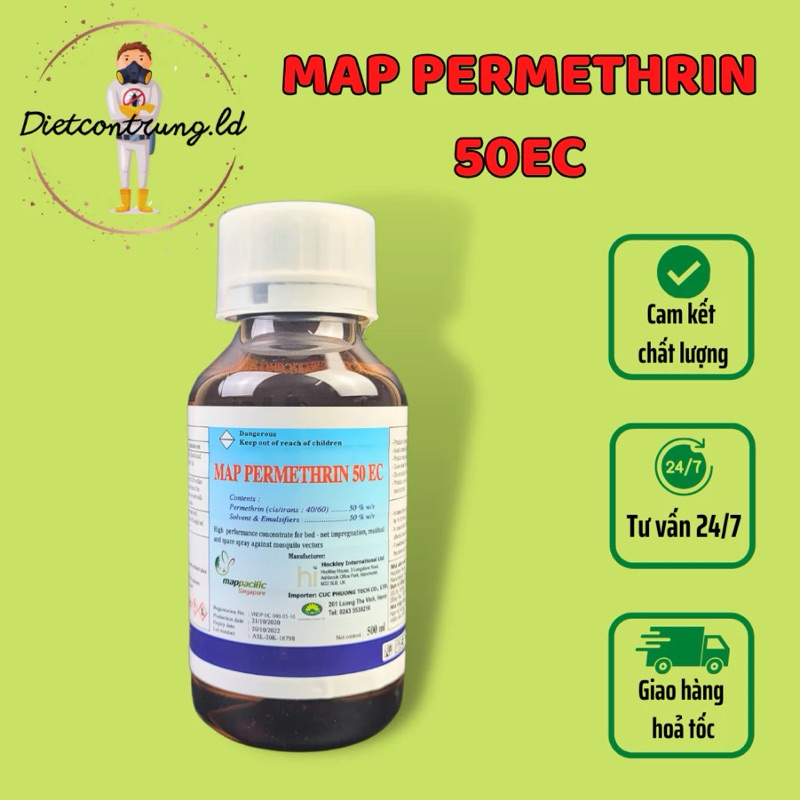 [ THUỐC MUỖI Y TẾ ] MAP PERMETHRIN 50EC Chai 500ml .Hàng Chuẩn y tế ...