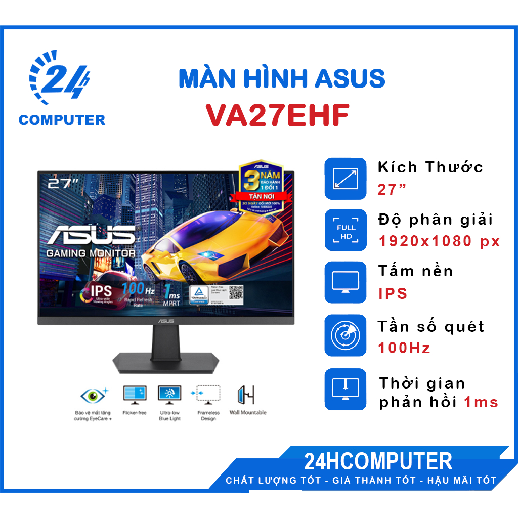 Màn hình ASUS VA27EHF 27" IPS 100Hz New Bảo Hành Chính Hãng | Shopee ...
