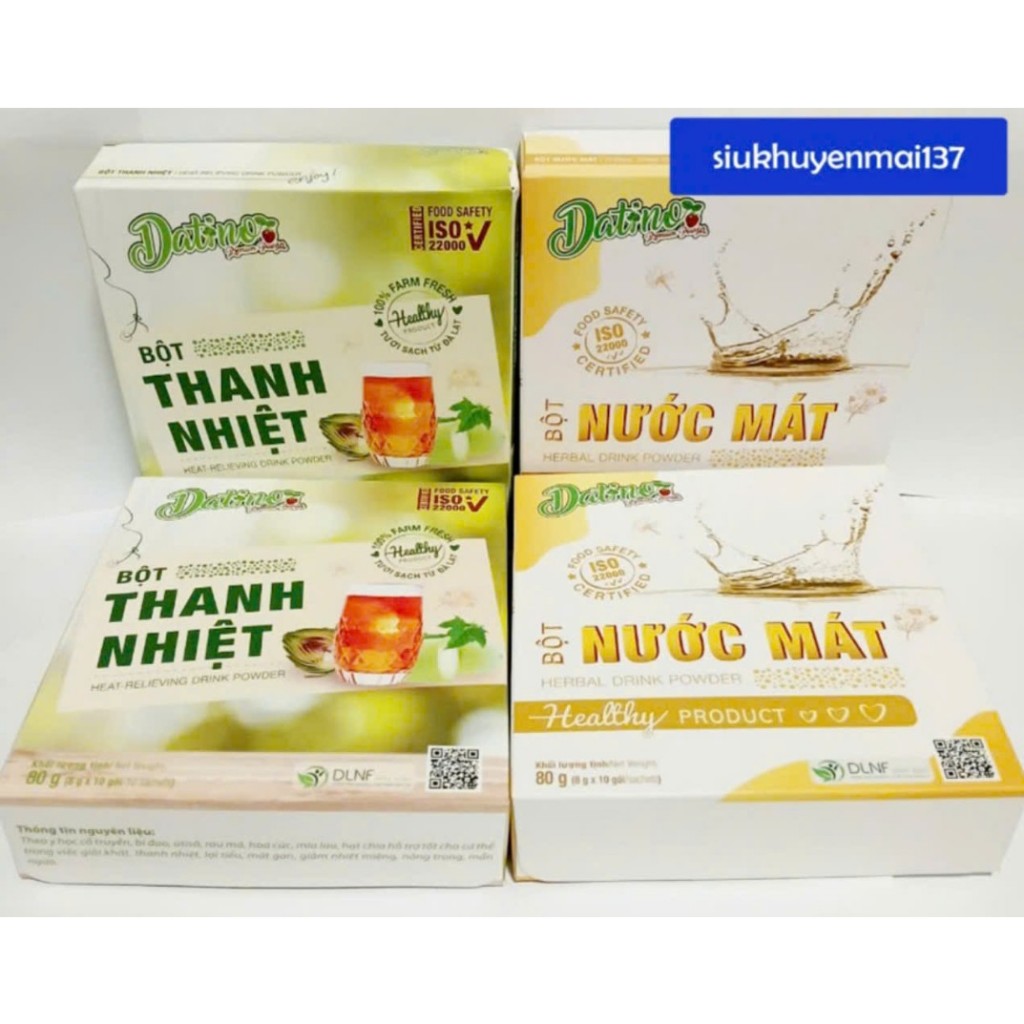 DATINO bột thanh nhiệt chanh sả nước mát hộp 80g( 10 gói). Hsd :3/27 ...