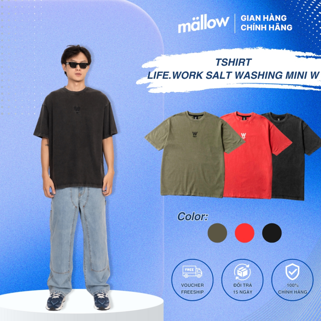 Áo Life.work Tshirts Logo mini W Oversized logo thêu hình chất vải ...