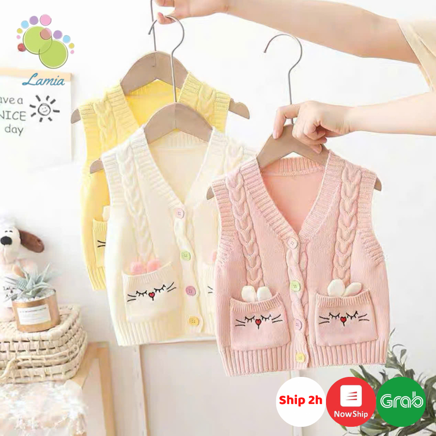 Áo gile len bé gái cúc giữa họa tiêt đáng yêu cho bé gái | Shopee Việt Nam