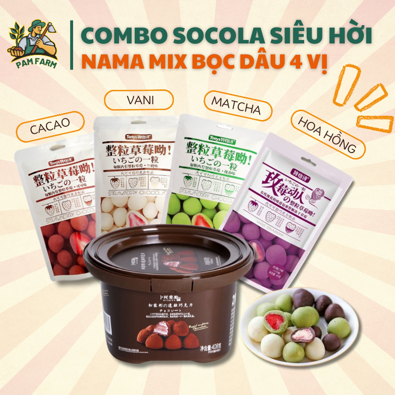 【DATE MỚI】COMBO Socola Nama Truffles + Socola bọc Dâu mix 4 vị Công ...
