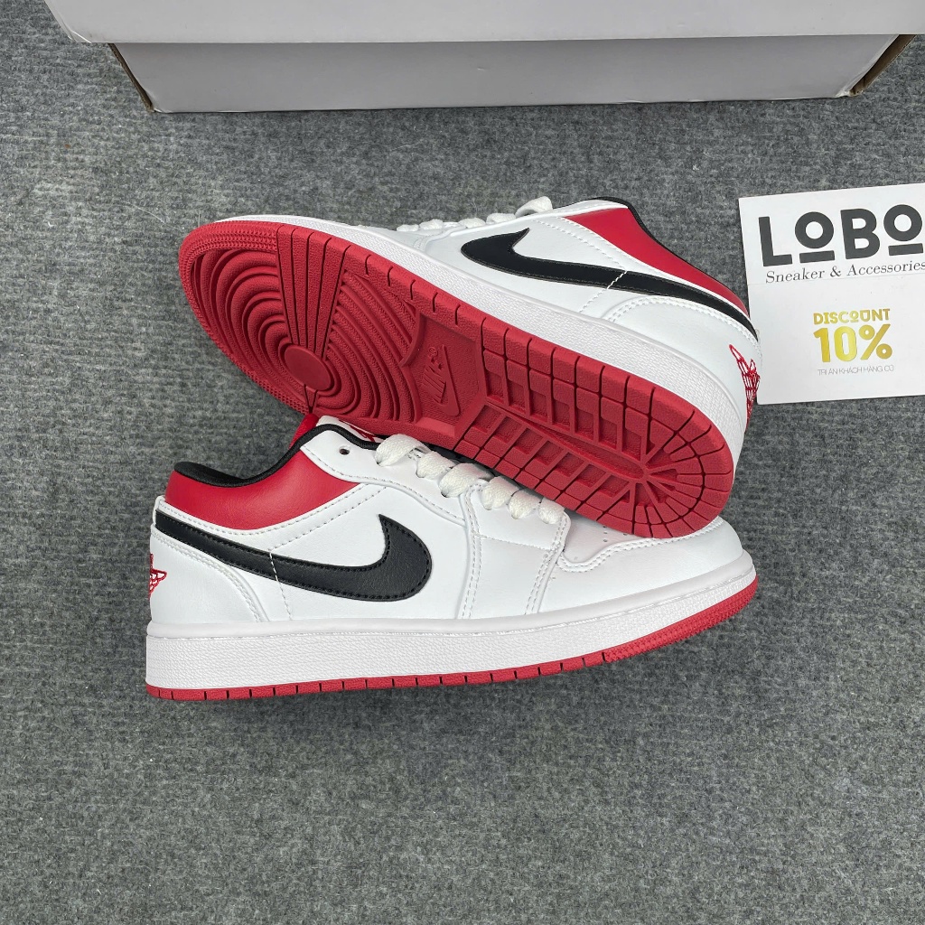 Giày sneaker Jordan1 Low White University Red Black ( JD1 Trắng Đỏ Đen ) phiên bản 1:1 | Lobo ...