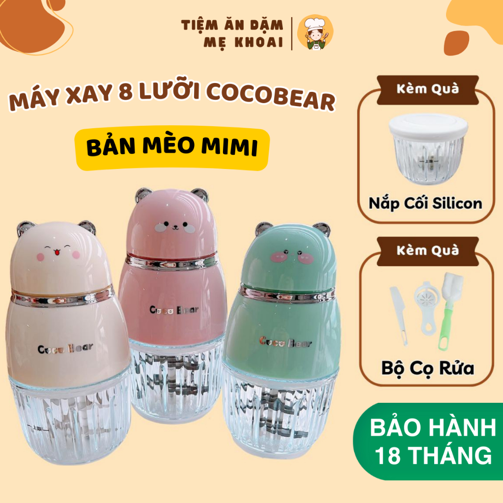 Máy Xay Ăn Dặm Cho Bé Coco Bear 8 Lưỡi, Cối Thủy Tinh 300ml, Xay Thịt, Cháo, Sinh Tố, Rau Củ Đa ...