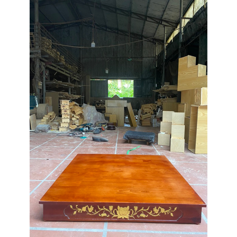 Bàn kê ban thần tài gỗ thịt hoạ tiết hoa sen dát vàng | Shopee Việt Nam