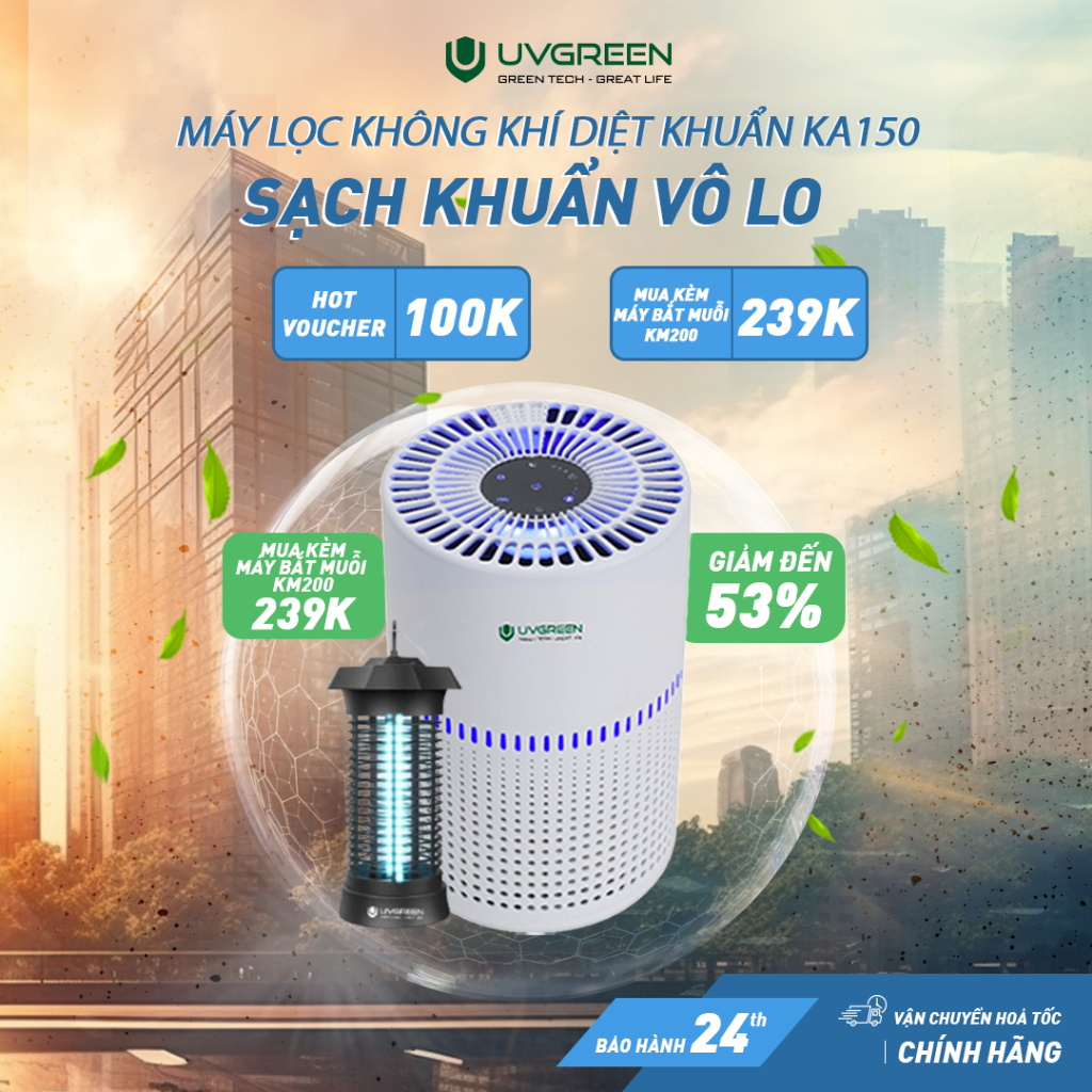 [Live] Máy Lọc Không Khí Diệt Khuẩn UVGREEN KA150 - UVC LED, Lõi Lọc HEPA H13, Bảo Hành 24T ...
