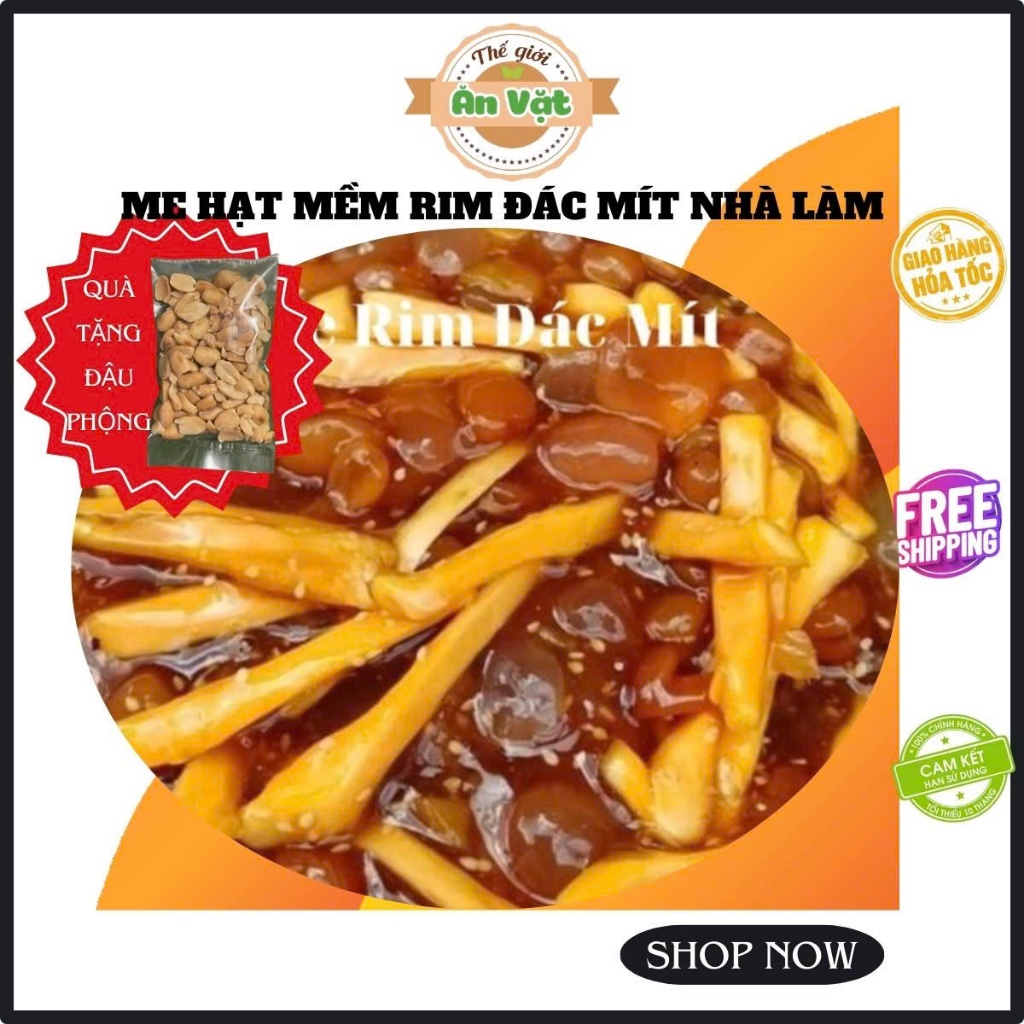 Hộp 550g ( kèm đậu phộng) Me hạt mềm rim hạt đác và mít nhà làm ...
