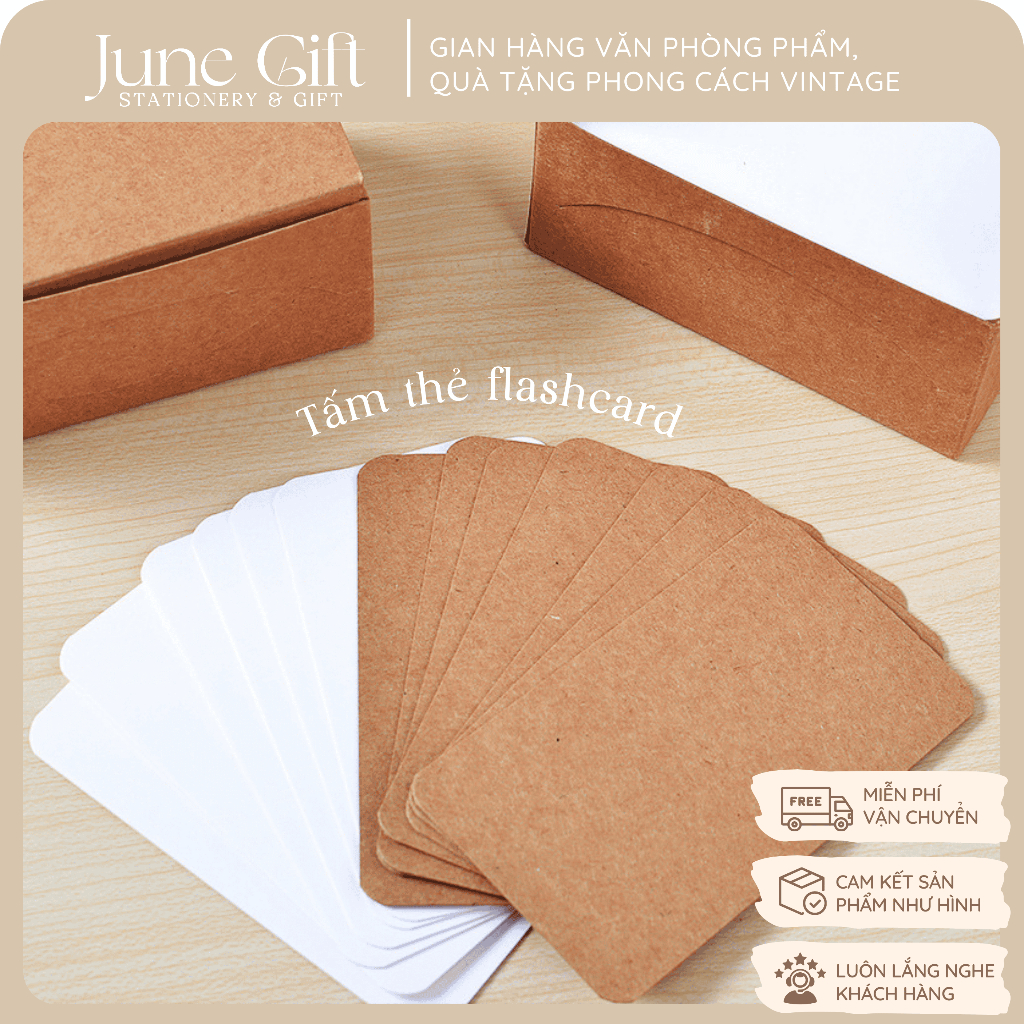Hộp 100 tấm bìa, flash card màu đen/nâu/trắng làm name tag, thẻ học từ ...