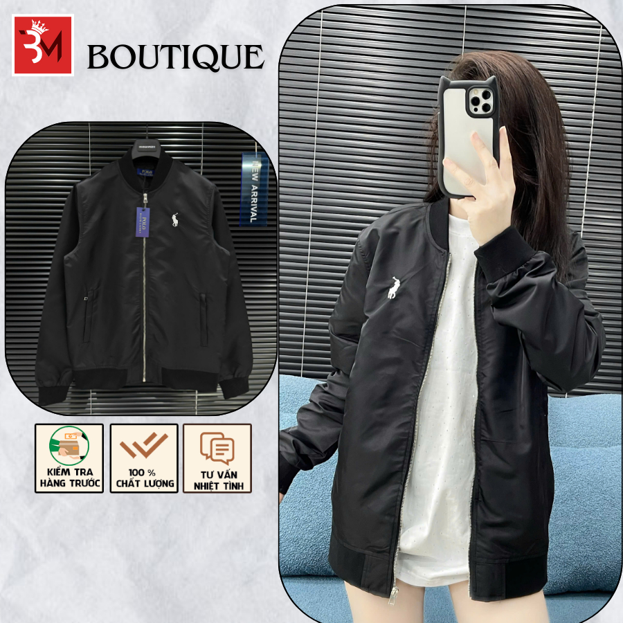 Áo Khoác Bomber Nam Ráp Lau Rừn Thêu Hình Ngựa - Áo Khoác Bomber Nam Nữ Thêu Chất Gió Cao Cấp ...