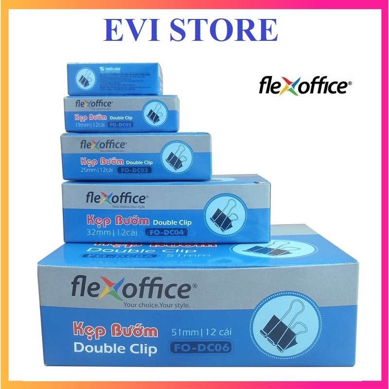 Kẹp bướm đen Flexoffice 15mm / 19mm / 25mm / 32mm / 41mm / 51mm DC01 / DC02 / DC03 / DC04 / DC05 ...
