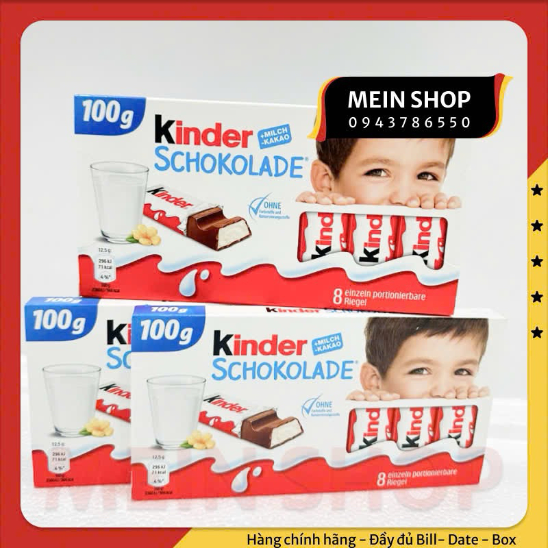 Socola Kinder Schocolade - Kẹo socola nhân kem sữa 100g 8 thanh của Đức ...