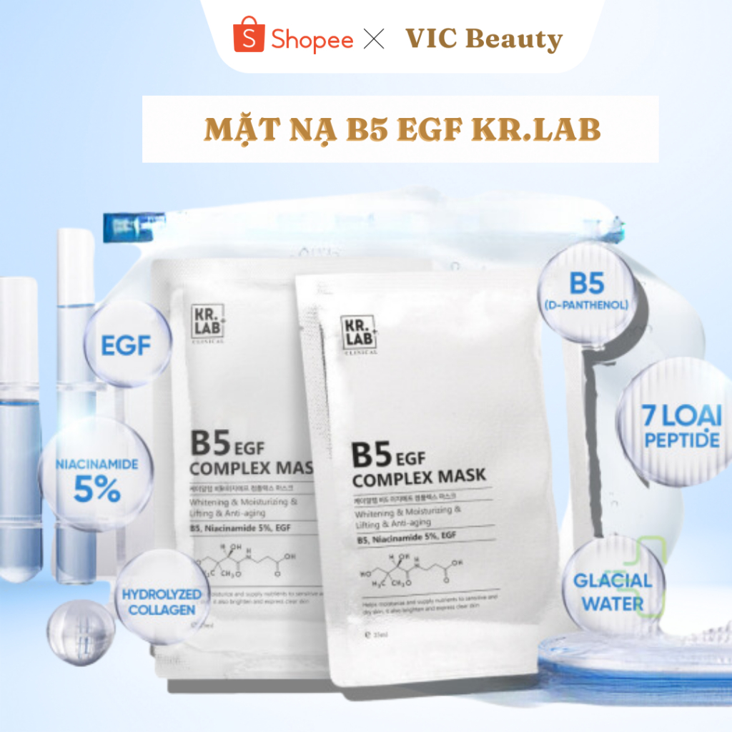 Combo 10 mặt nạ phục hồi tái sinh B5 KR.LAB B5 Niacinamide EGF COMPLEX cấp ẩm phục hồi dưỡng ...
