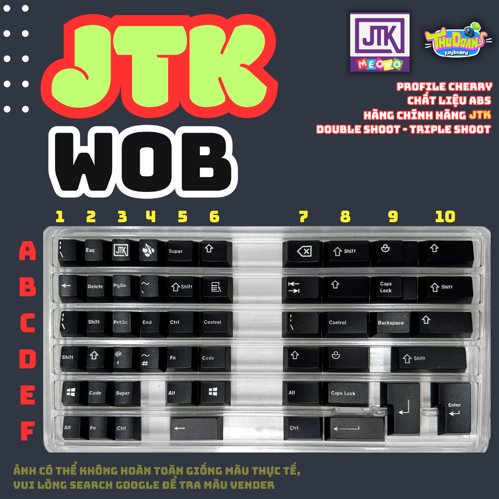 [Chính Hãng] KEYCAP WOB JTK | Keycap WOB nền đen chữ trắng | ABS Double ...