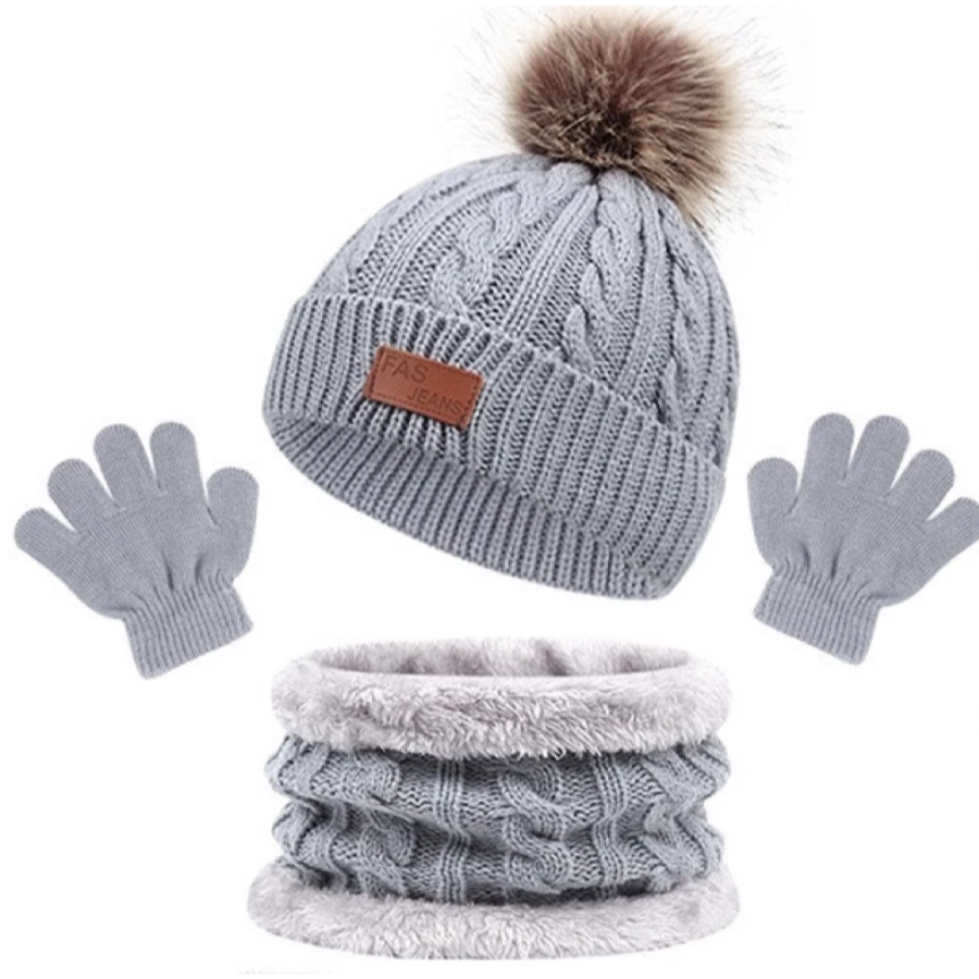 Set Mũ Len, Khăn Len Cicini Lót Lông, Găng Tay Mã T53 Dành Cho Bé Trai ...