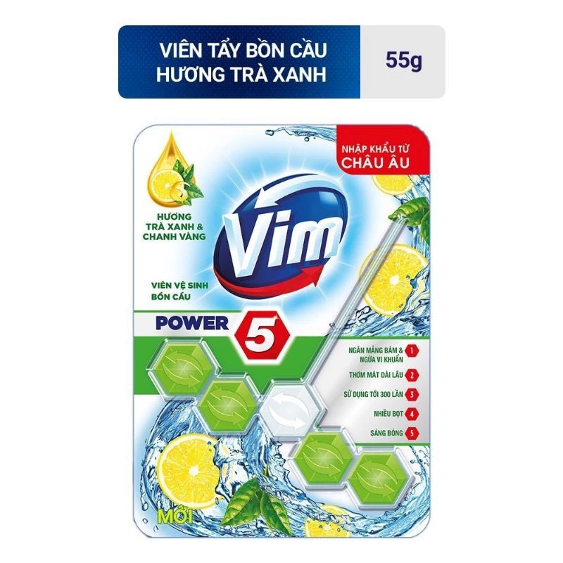 Viên Treo Bồn Cầu VIM POWER 5 sạch khuẩn thơm mát 55g/viên. Có nhiều ...