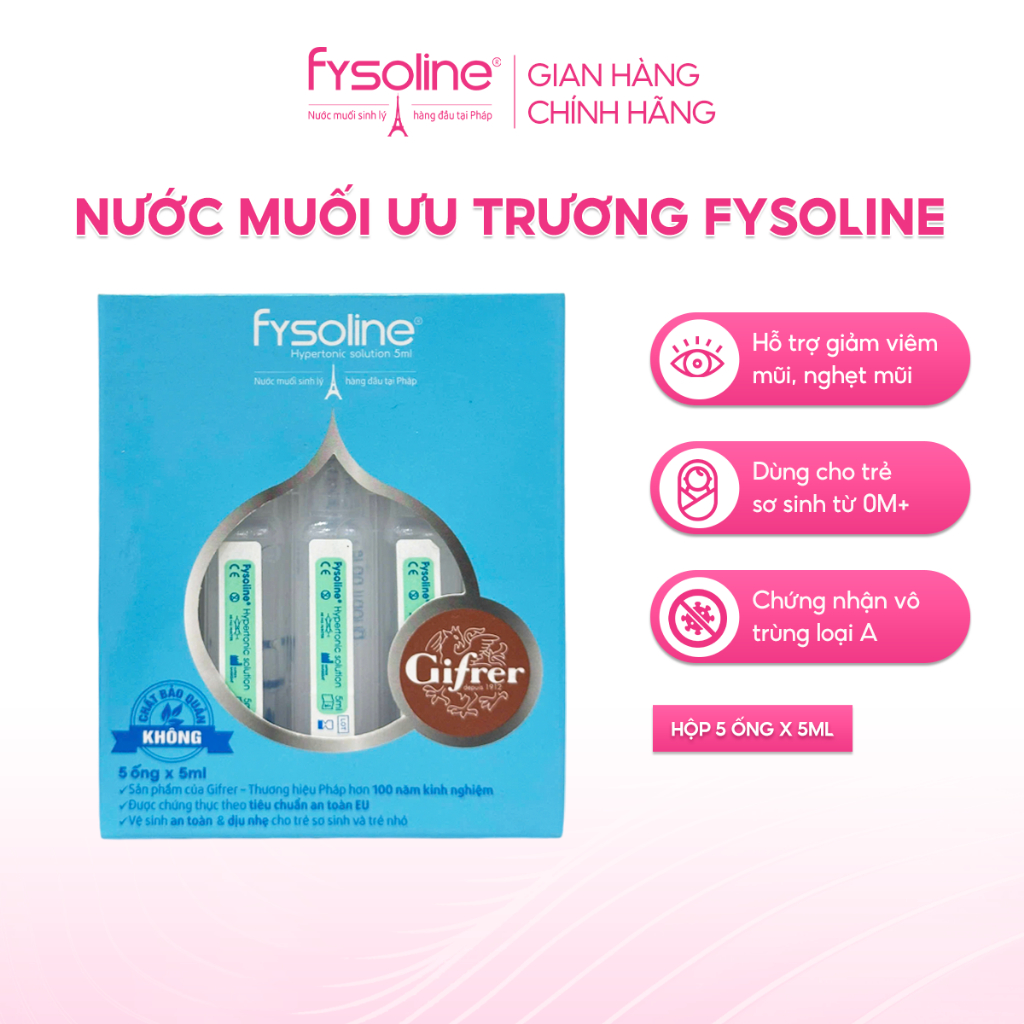 Nước Muối Sinh Lý Kháng Khuẩn Pháp Fysoline Hypertonic Solution hỗ trợ ...