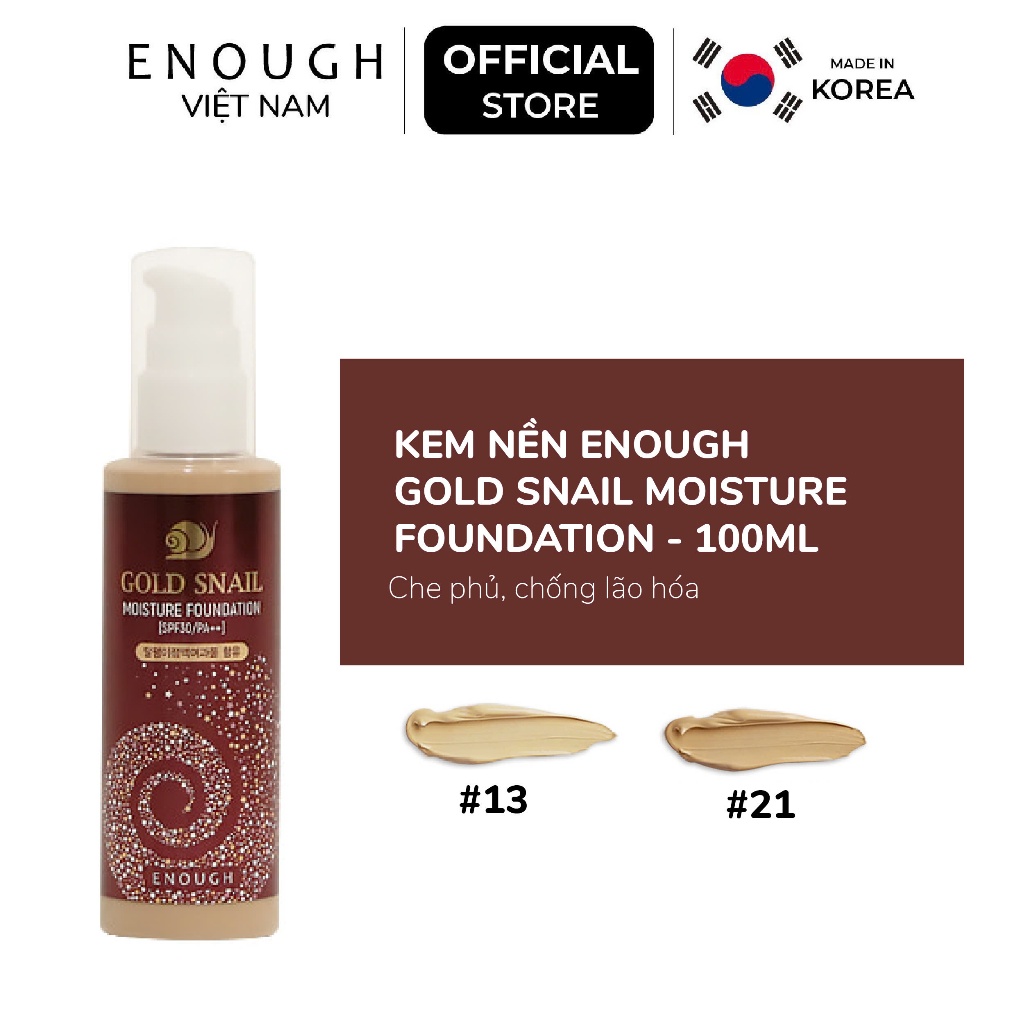 Kem nền Enough Gold Snail Moisture Foundation 100ml | Shopee Việt Nam