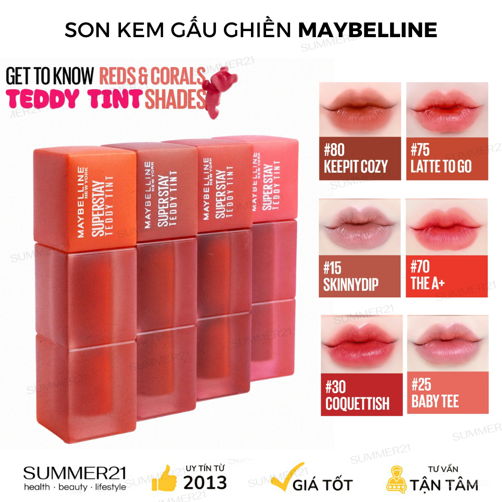 Son kem lì MAYBELLINE SUPER STAY TEDDY TINT tặng kèm tẩy trang 40ml ...